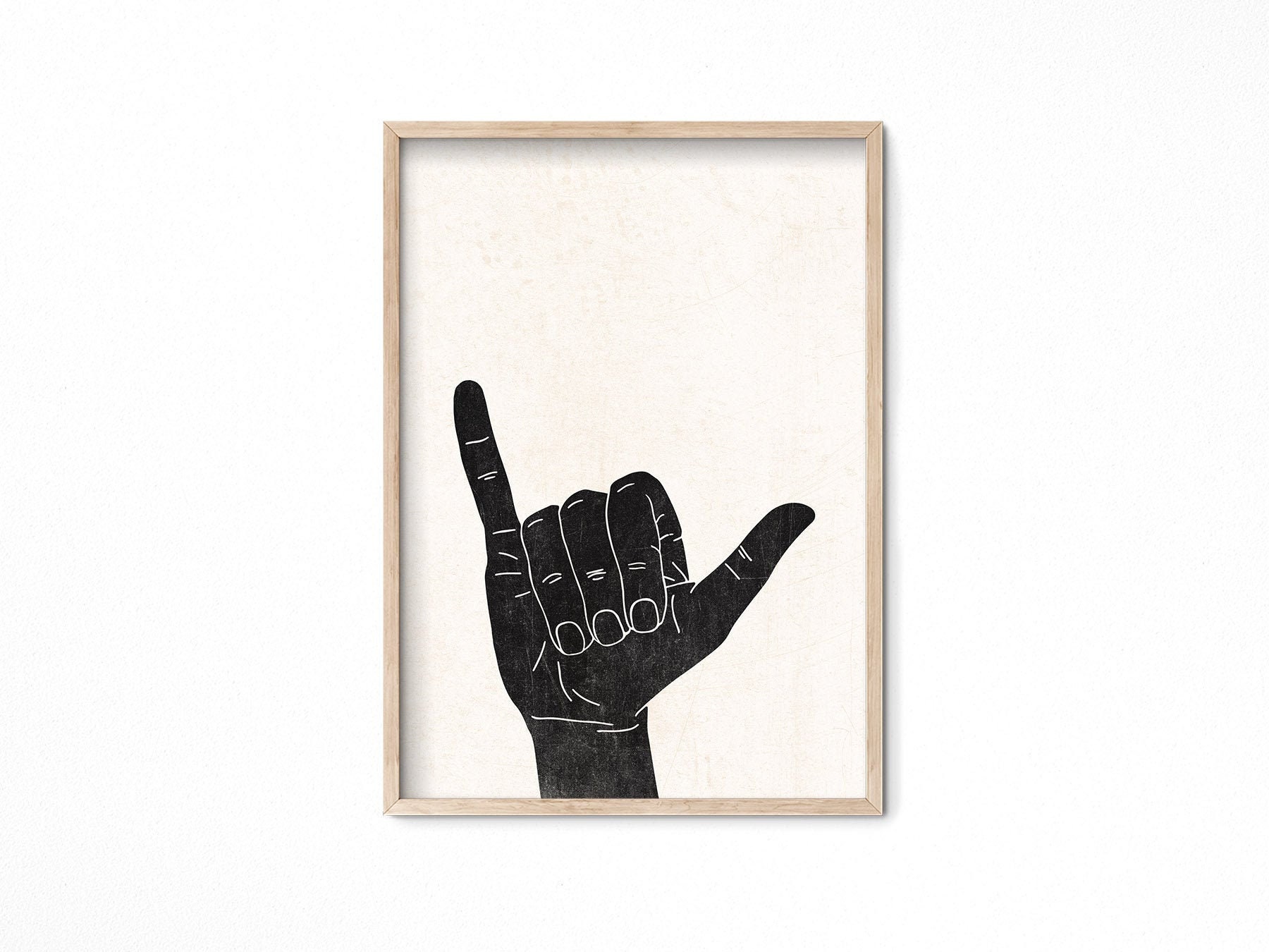 Shaka Hand Printable Wall Art Hang Loose Hand Gesture Mahalo - Etsy