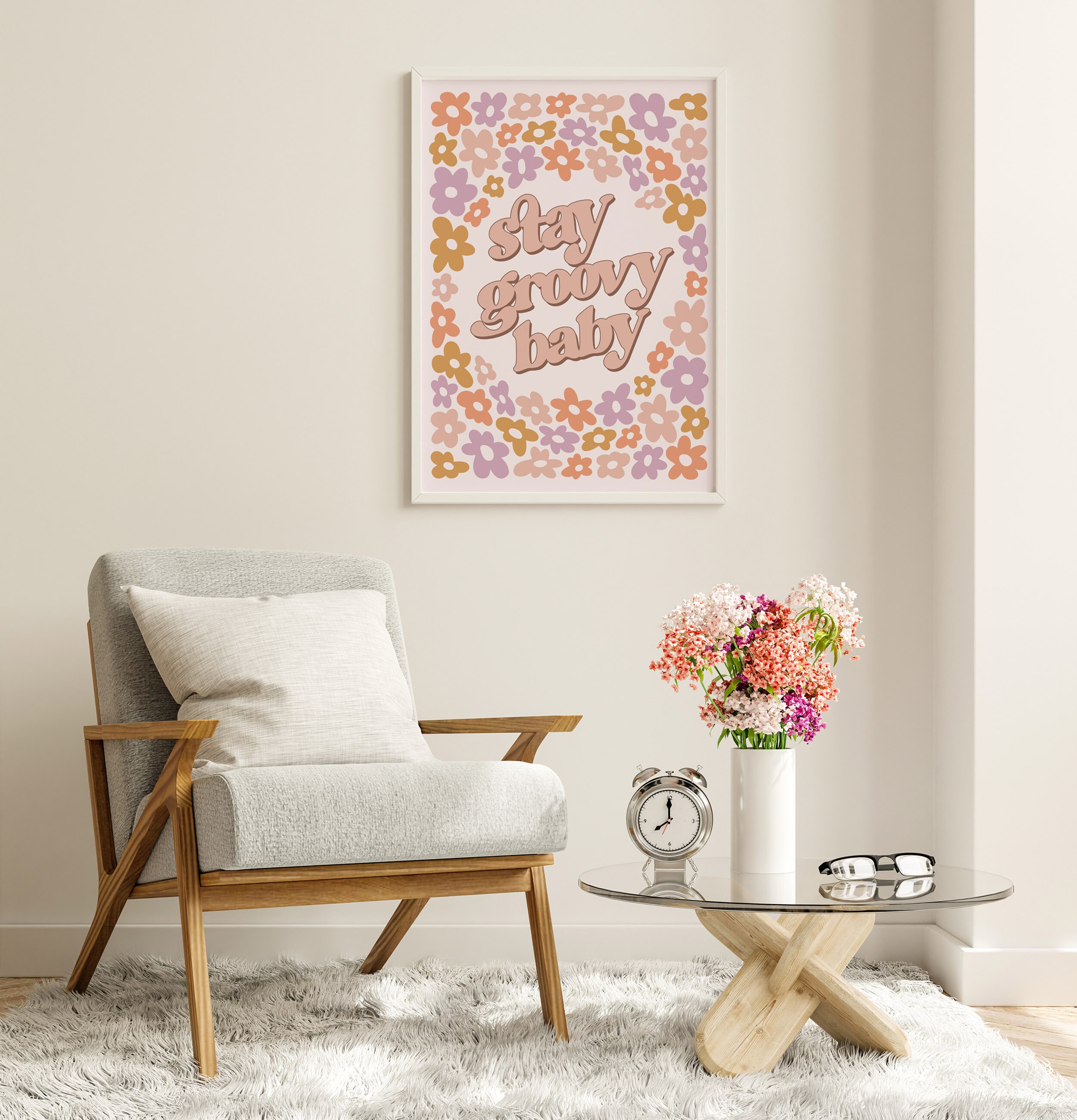 Stay Groovy Baby Poster Downloadable Printable Wall Art Retro Playroom ...