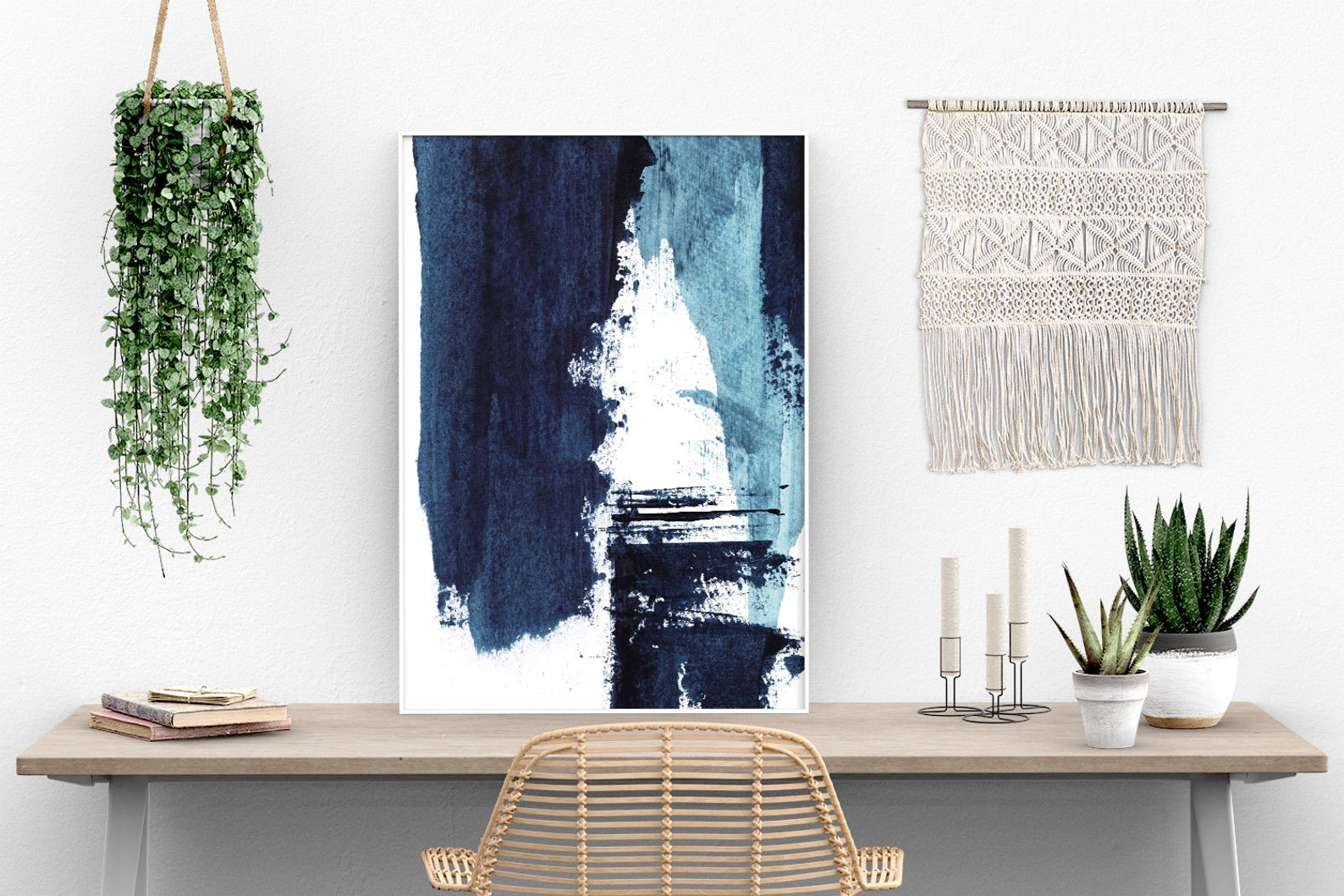 Abstract Painting Navy Blue Wall Art, Coastal Decor Printable Wall Art ...