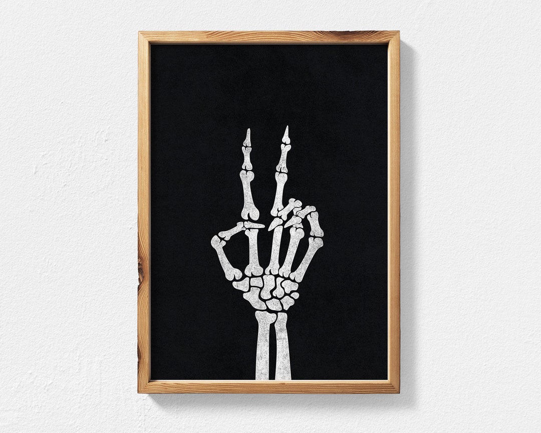 Skeleton Hand Gesture Print Peace Sign Hand Signal Printable Wall Art ...