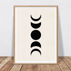 Boho Moon Phases Printable Wall Art, Mid Century Modern Moon Phase ...