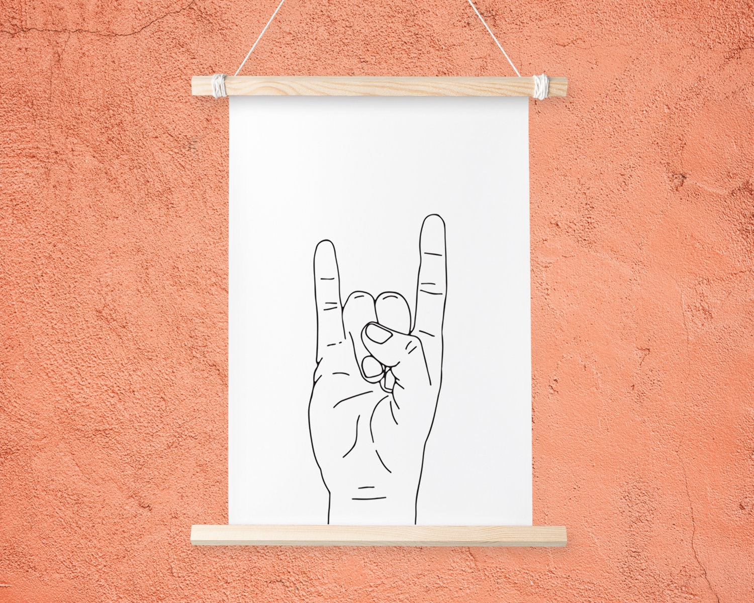 Rock on Hand Gesture Printable Wall Art, Devil Horns Hand Sign ...