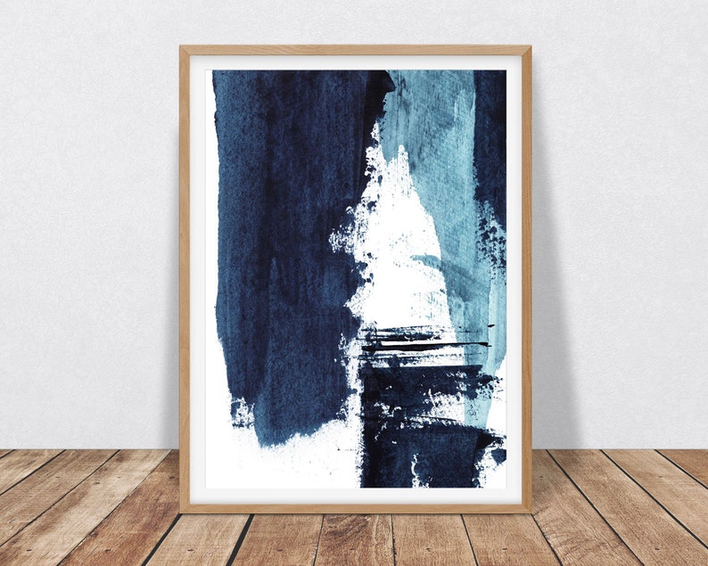 Abstract Painting Navy Blue Wall Art, Coastal Decor Printable Wall Art ...