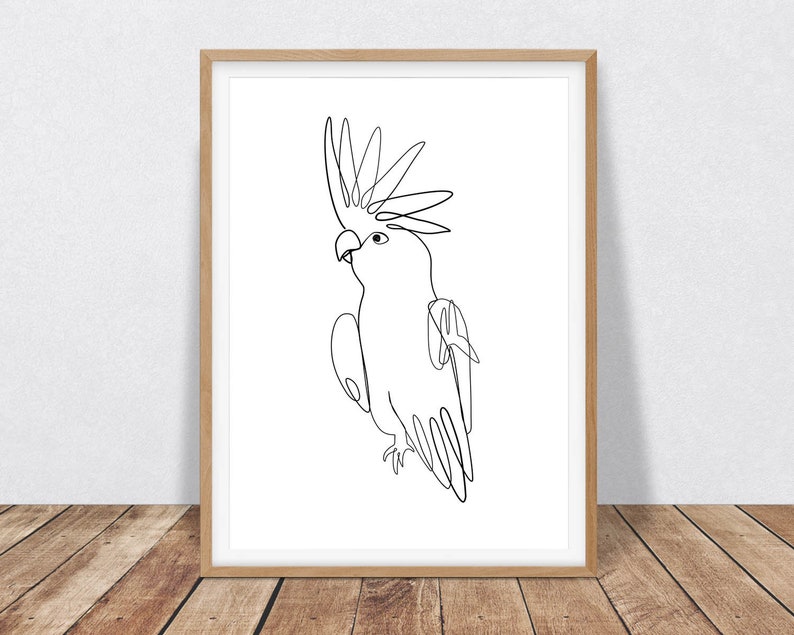 Cockatoo Print, Bird Lover Gift, Continuous Line Drawing Bird Print ...