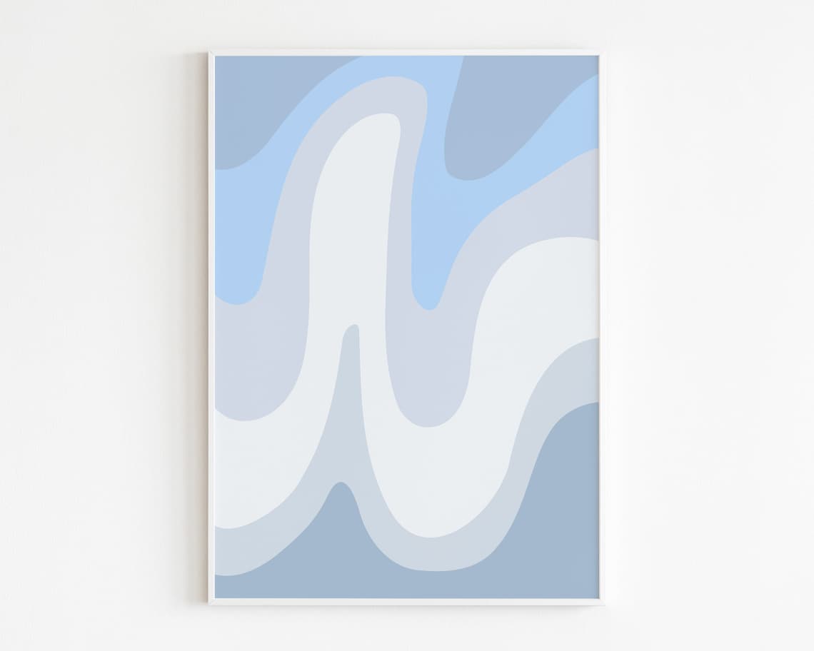 Light Blue Aesthetic Abstract Art 3 Piece Wall Art - Etsy