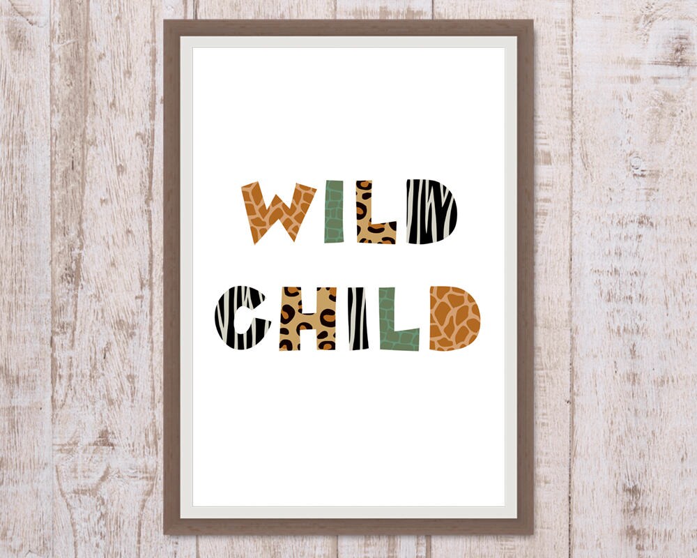 Wild Child Printable Wall Art Animal Print Nursery Decor | Etsy