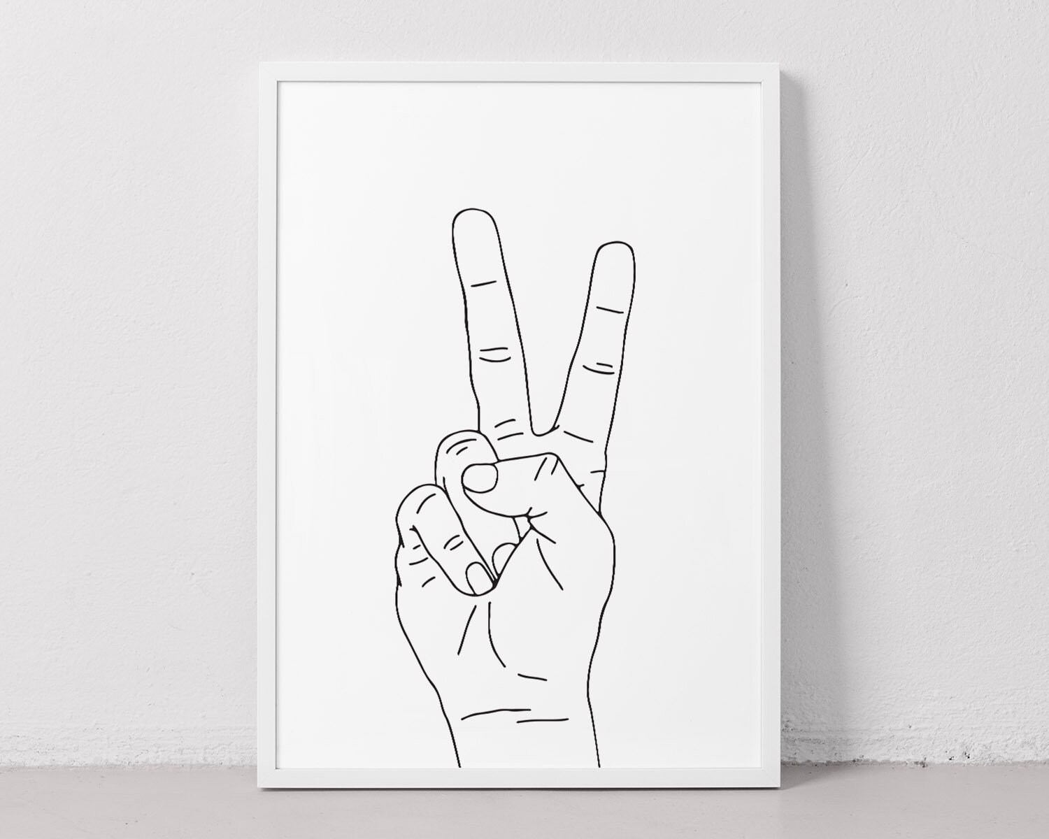 Wall Décor Hand PRINTABLE Contemporary Minimalist Wall Art Peace Sign ...