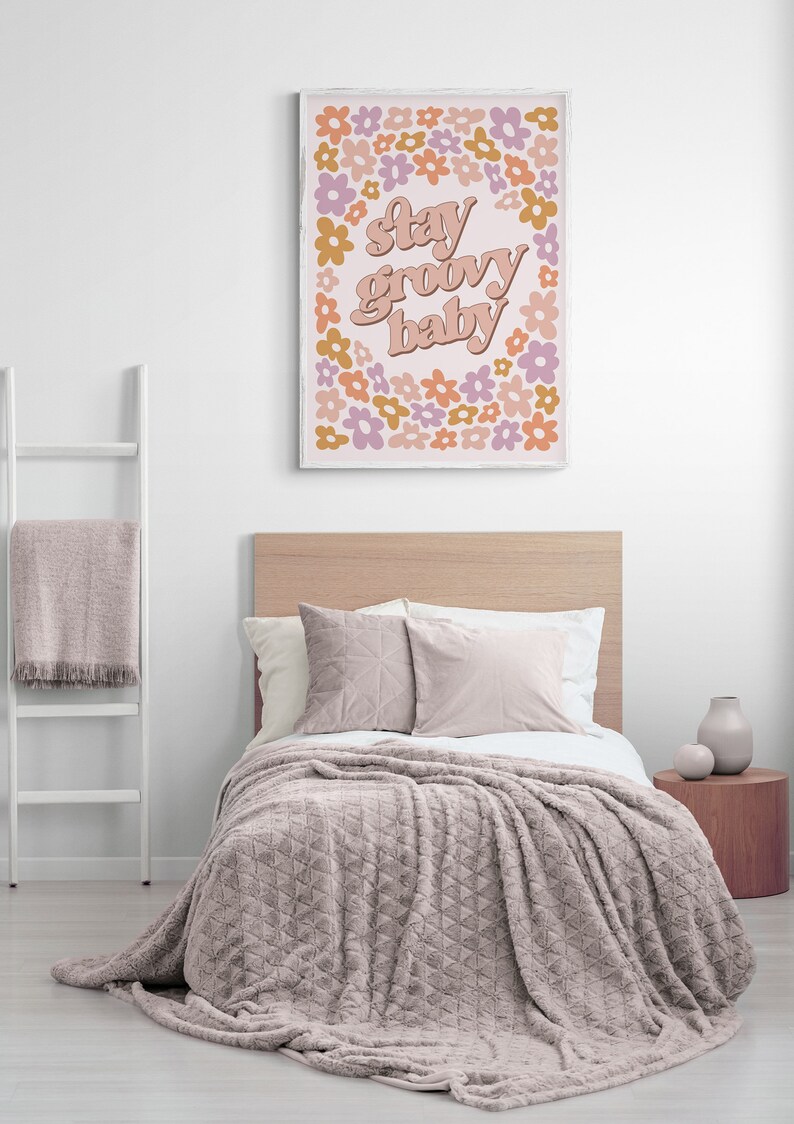 Stay Groovy Baby Poster Downloadable Printable Wall Art Retro Playroom ...