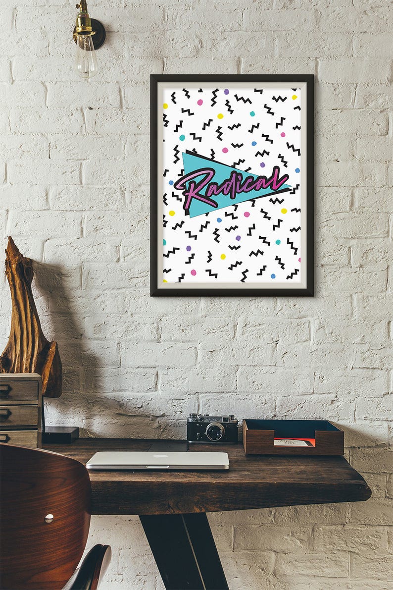 Radical 80s Poster Memphis Style 80s Style Radical Wall Art | Etsy
