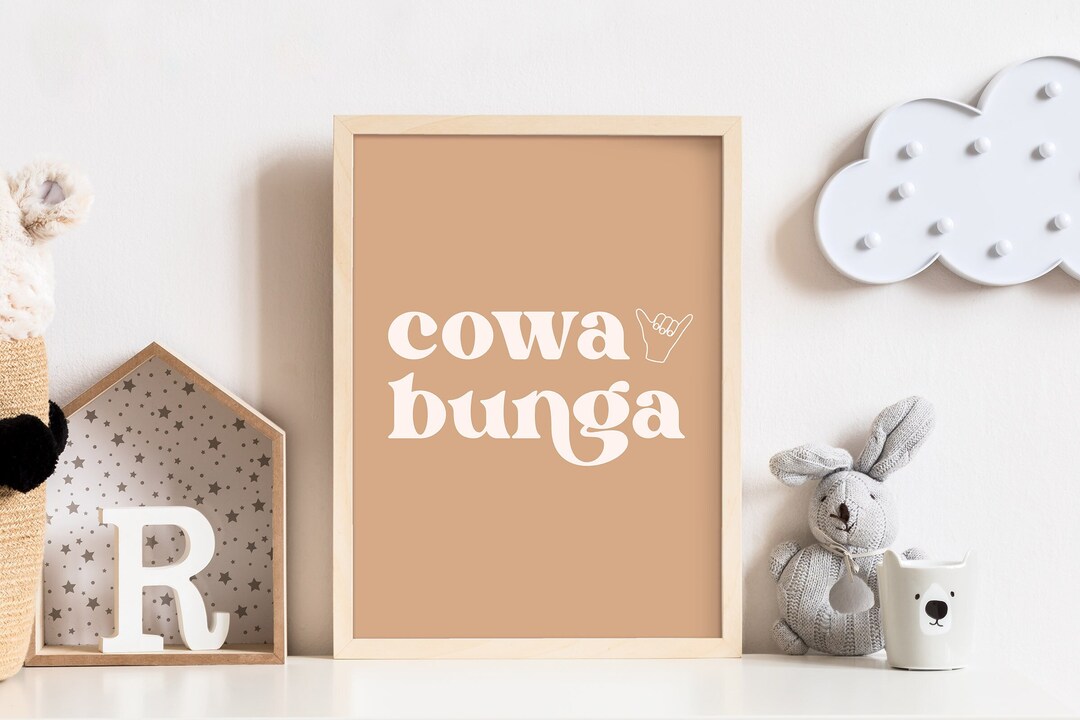 Cowabunga Printable Wall Art for Beachy Decor Tan Eclectic Kids Decor ...