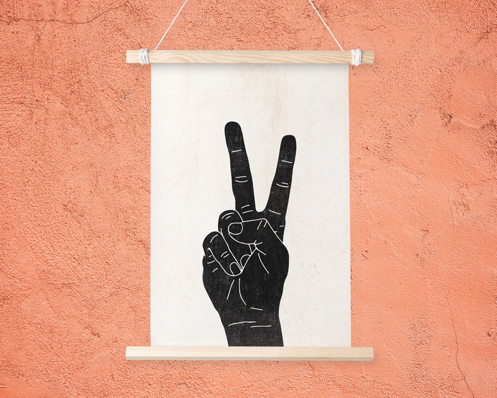 Peace Sign Printable Wall Art, Peace Fingers Hand Gesture Print ...