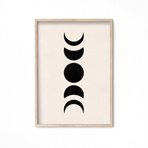 Boho Moon Phases Printable Wall Art, Mid Century Modern Moon Phase ...