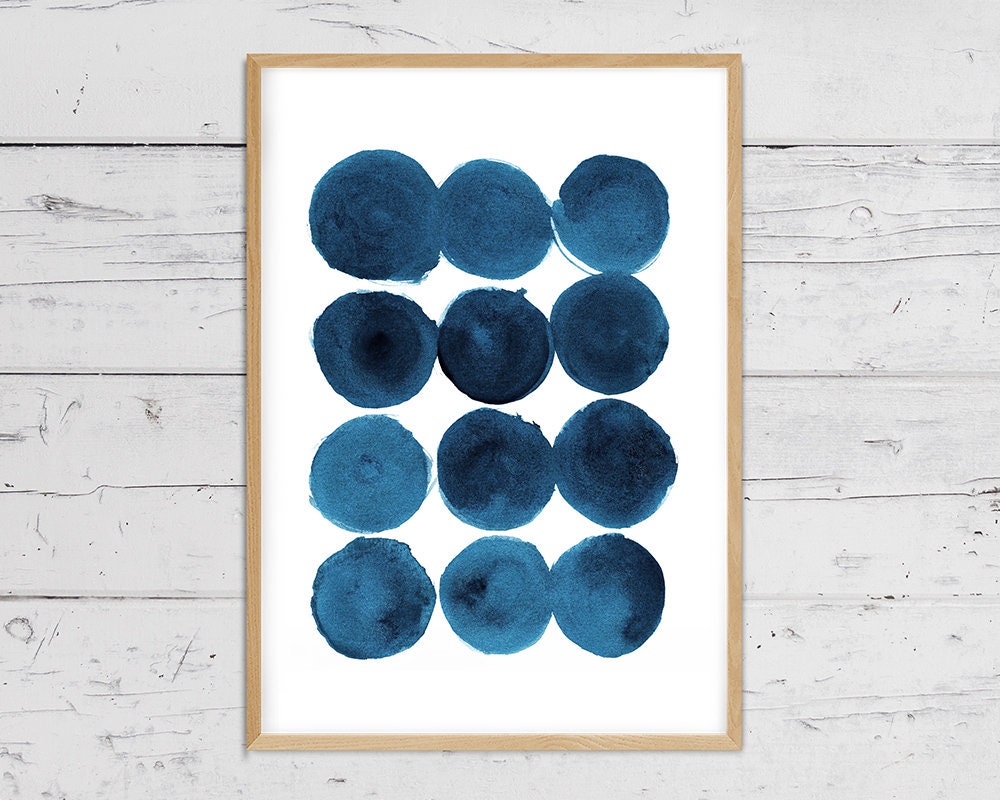 Navy Blue Watercolour Print Navy Blue Wall Art Digital | Etsy