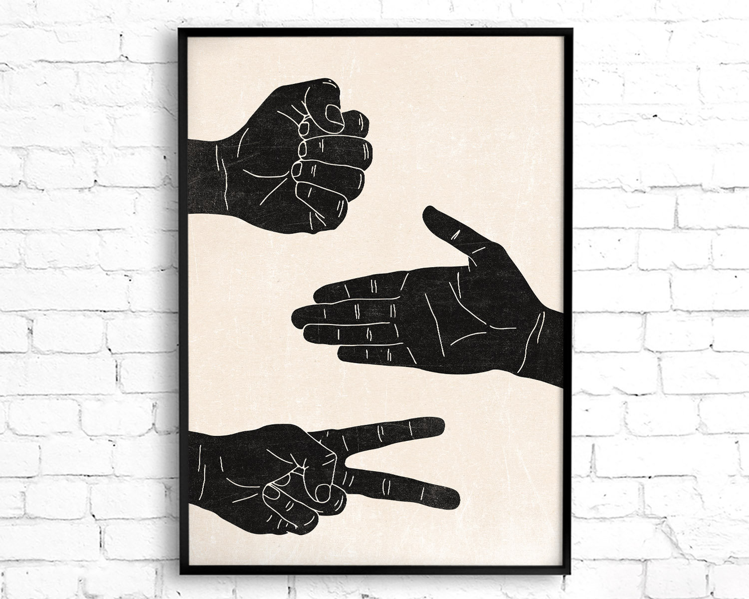 Rock Paper Scissors Printable Wall Art Modern Minimalist Black and ...