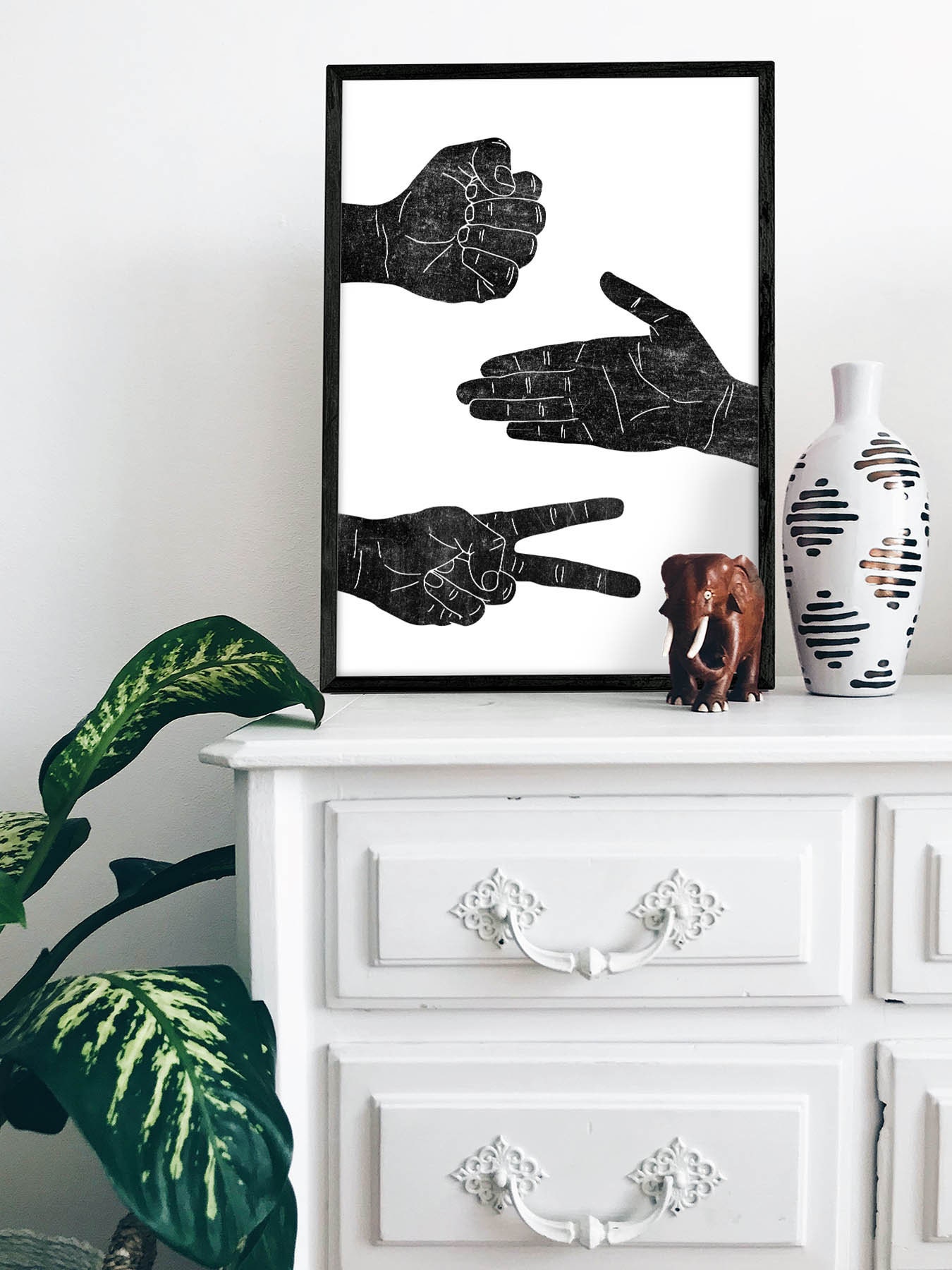 Rock Paper Scissors Printable Wall Art Modern Minimalist | Etsy