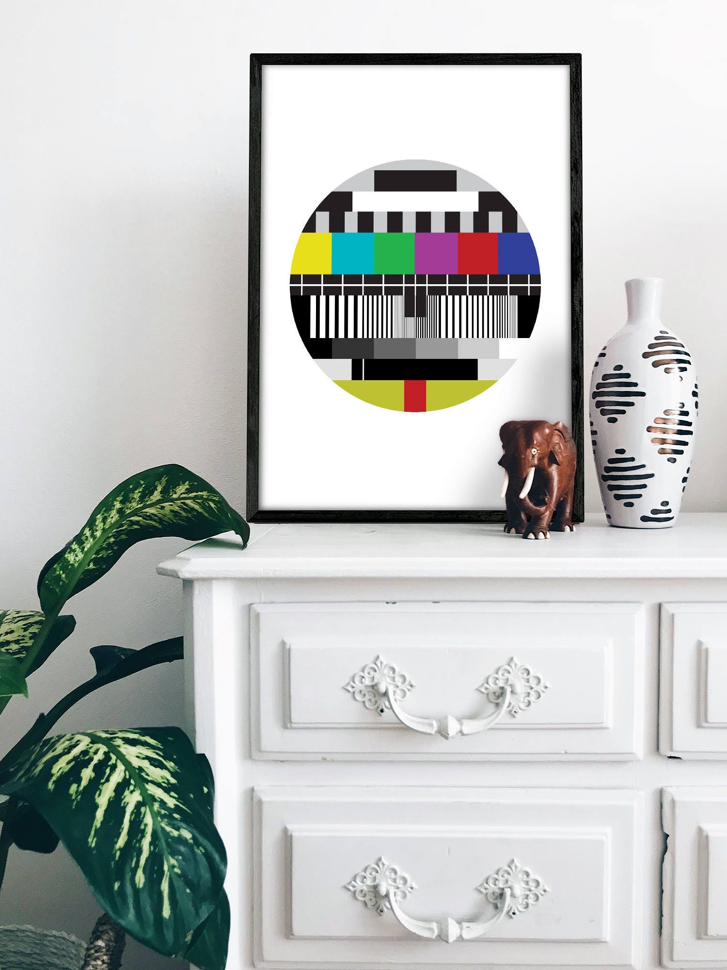 TV Test Pattern Printable Wall Art Retro Style Man Cave | Etsy
