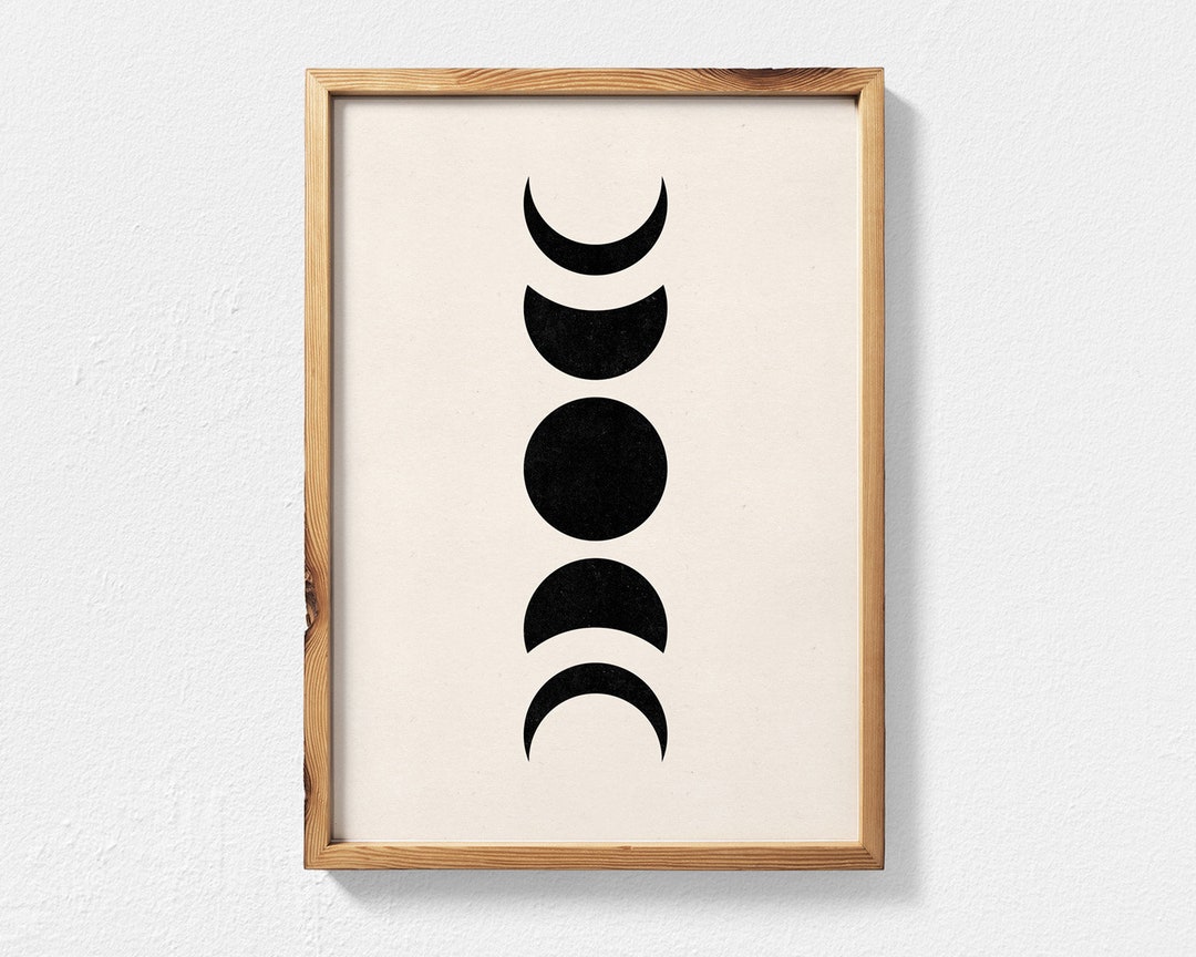 Boho Moon Phases Printable Wall Art, Mid Century Modern Moon Phase ...