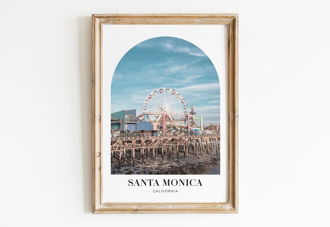 Santa Monica Destination Poster, Aesthetic Printable Coastal Decor, USA ...