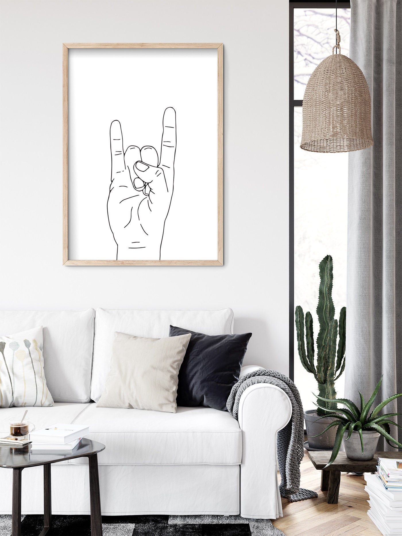 Rock on Hand Gesture Printable Wall Art, Devil Horns Hand Sign ...