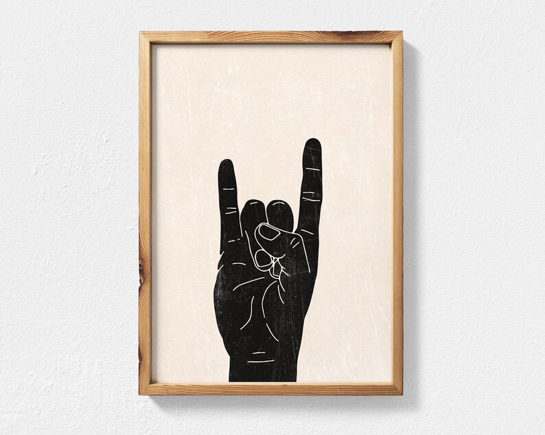 Rock on Hand Gesture Printable Wall Art Devil Horns Hand Sign - Etsy ...