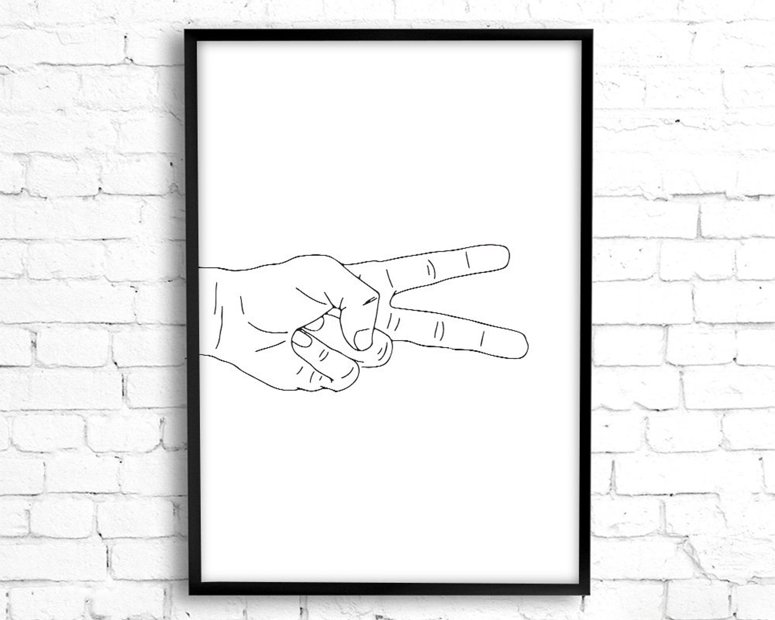 Paper Scissors Rock Set of 3 Printable Wall Art Black and White Decor ...