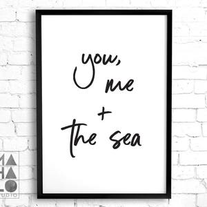 You Me and the Sea Printable Quote Art, Printable Wall Art, Coastal ...