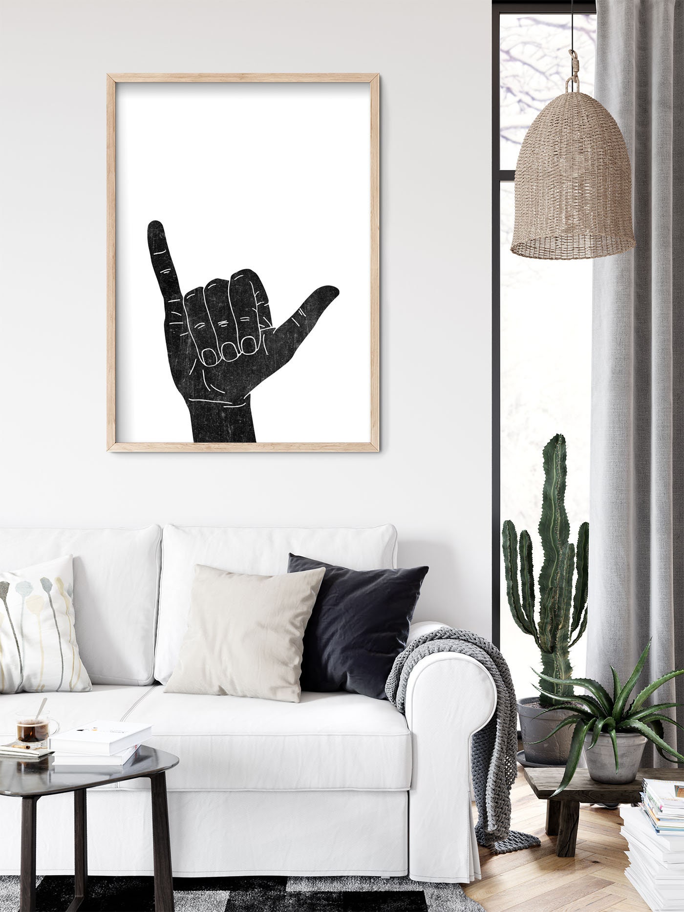 Shaka Hand Printable Wall Art Hang Loose Hand Gesture Mahalo - Etsy