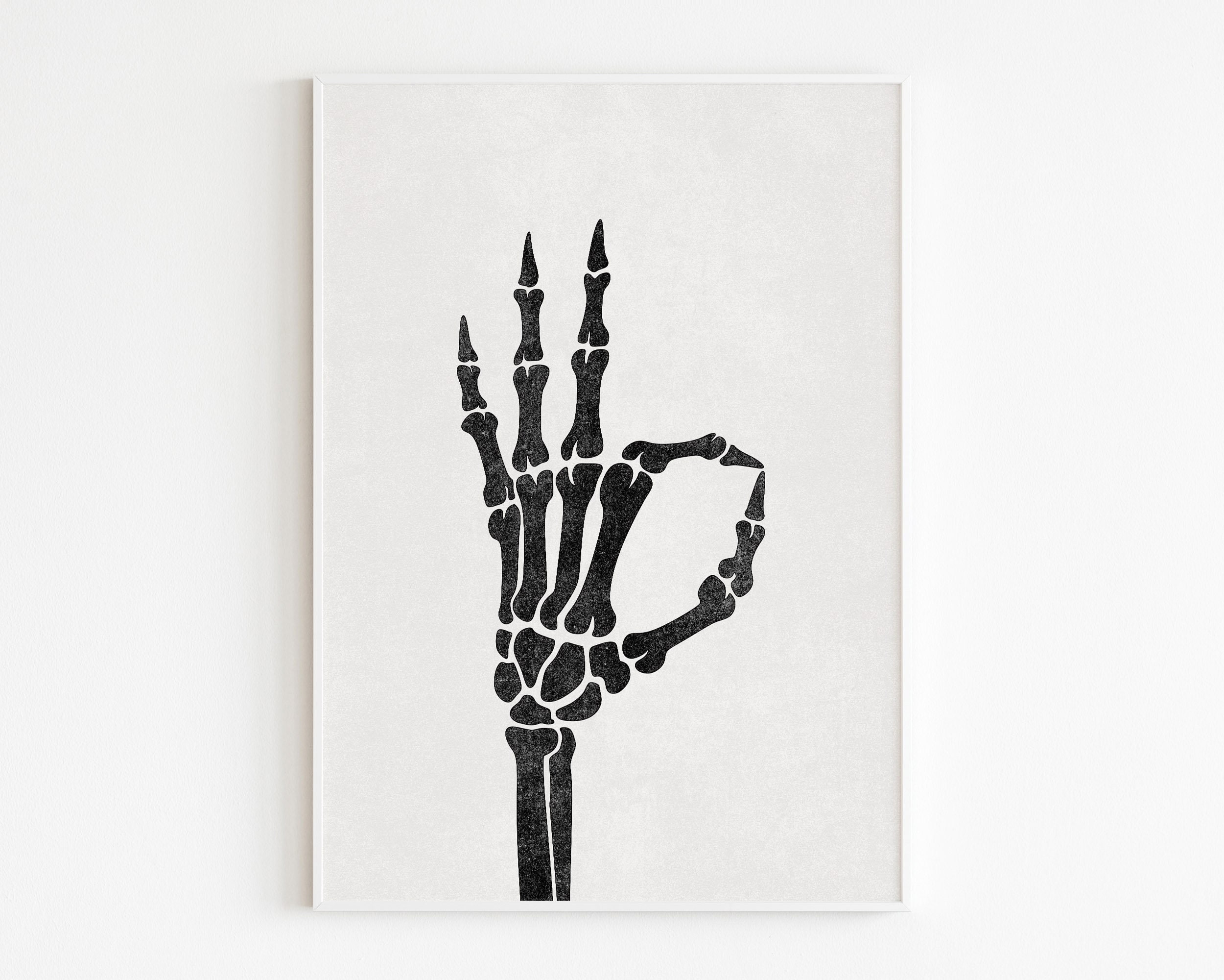 Skeleton Hand Print OK Hand Signal Printable Wall Art Okay | Etsy