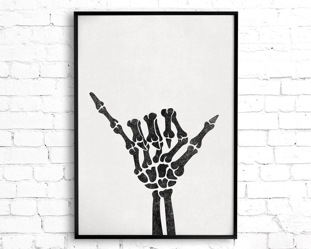 Skeleton Shaka Printable Wall Art Hang Loose Skeleton Hand Gesture ...
