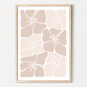 Abstract Hibiscus Print Instant Download Beige Flower Poster Aesthetic ...