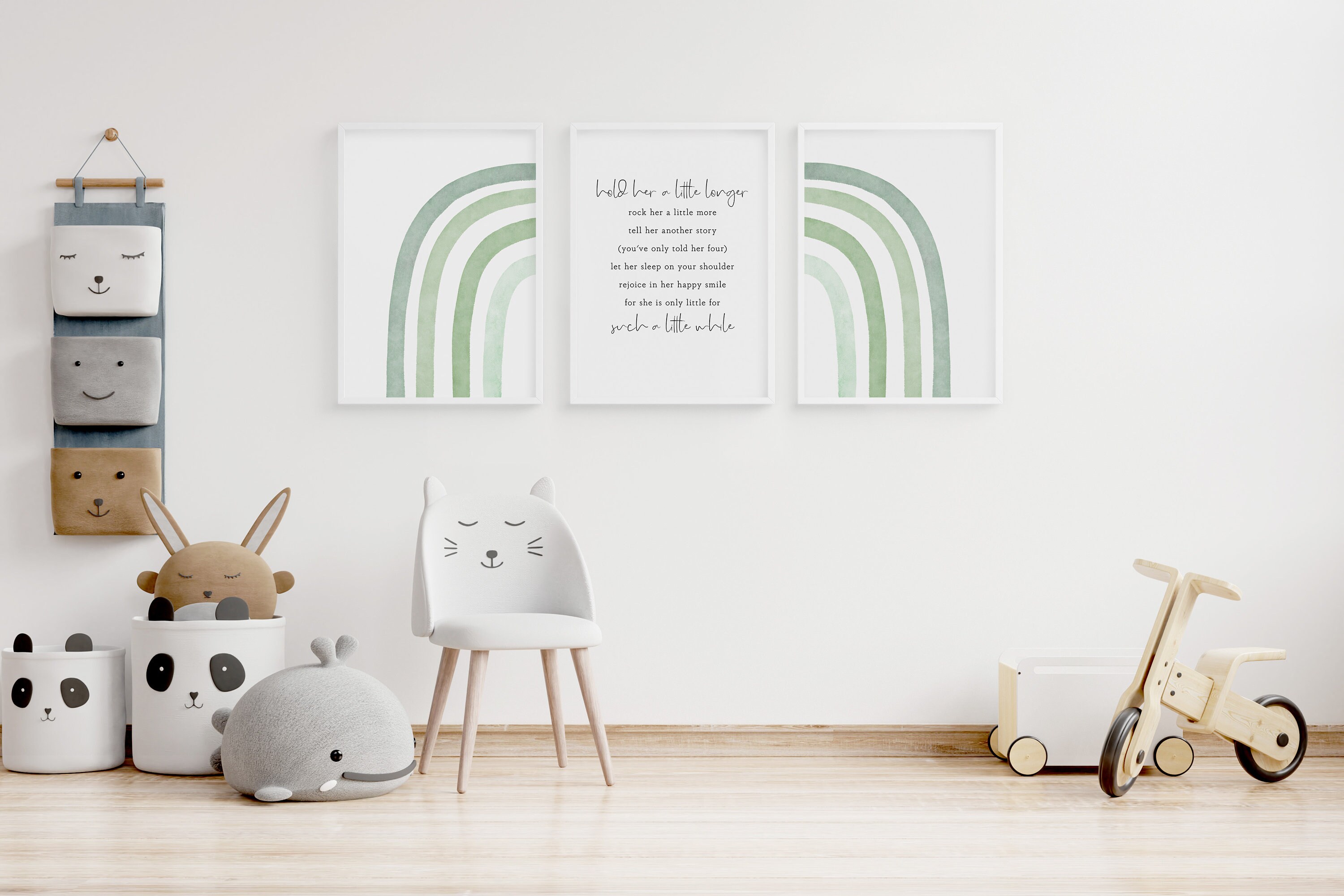 Hold Her a Little Longer Printable Art Sage Green Nursery Decor Set of ...