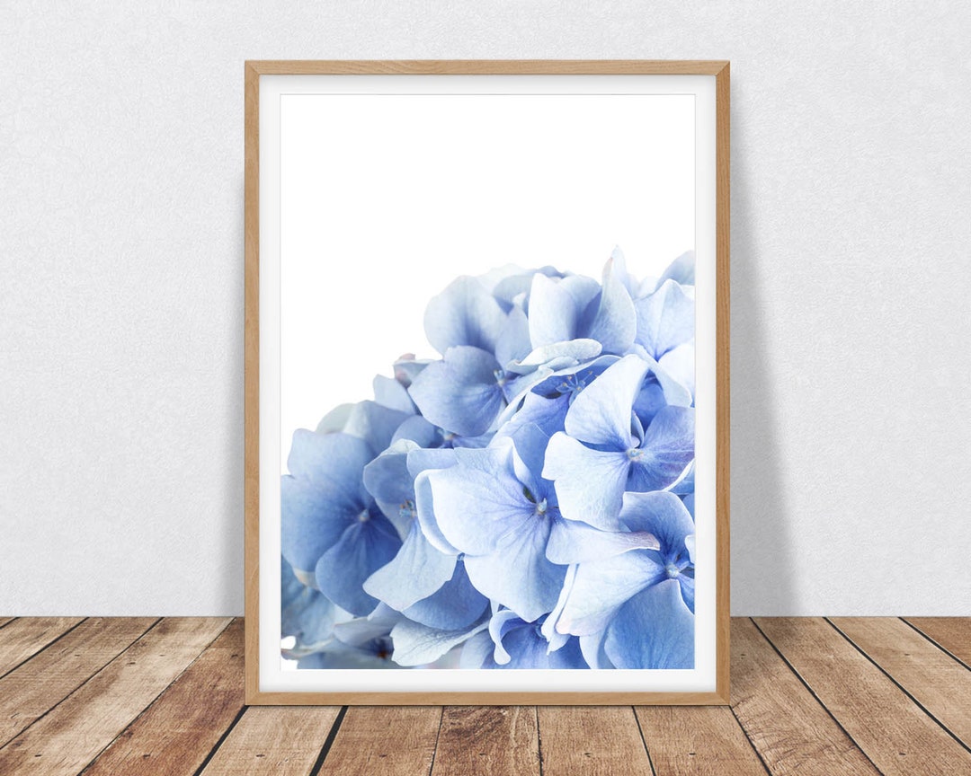 Blue Hydrangea Print, Printable Wall Decor Blue Flower Wall Art, Blue ...