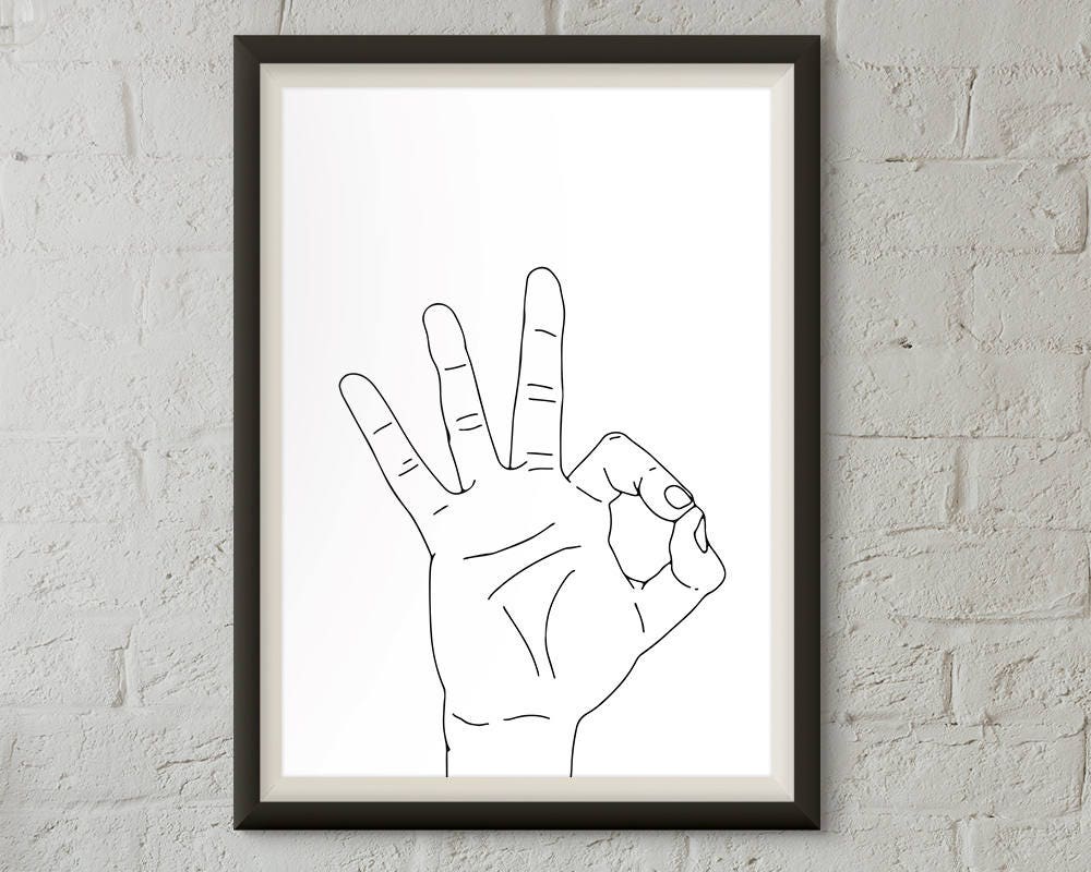 OK Hand Signal Printable Wall Art Okay Hand Gesture Print | Etsy