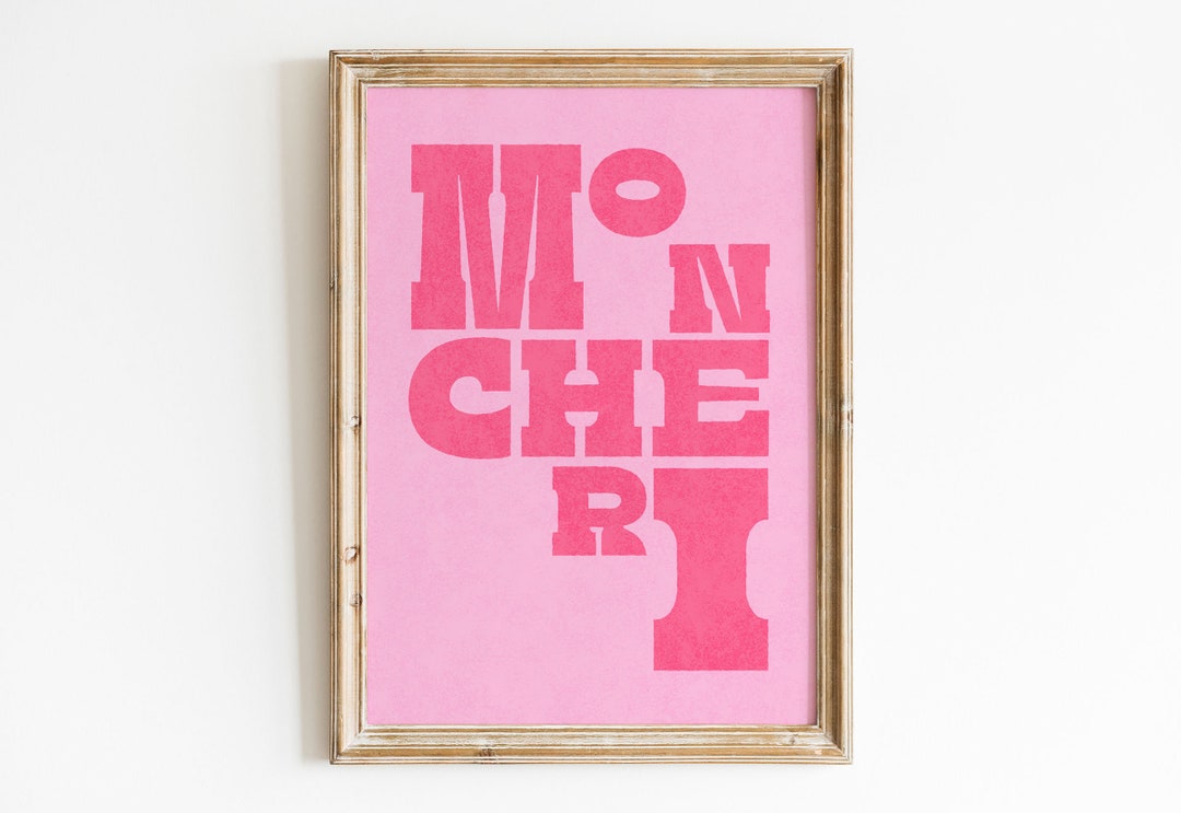 Pink Mon Cheri Poster French Printable Wall Art, Affiche Mon Cheri ...