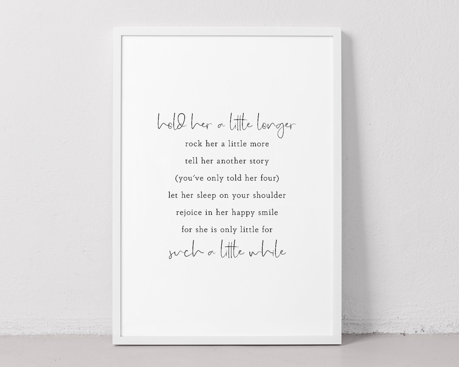 Hold Her a Little Longer Baby Quote Art, Above Crib Printable for Girl ...
