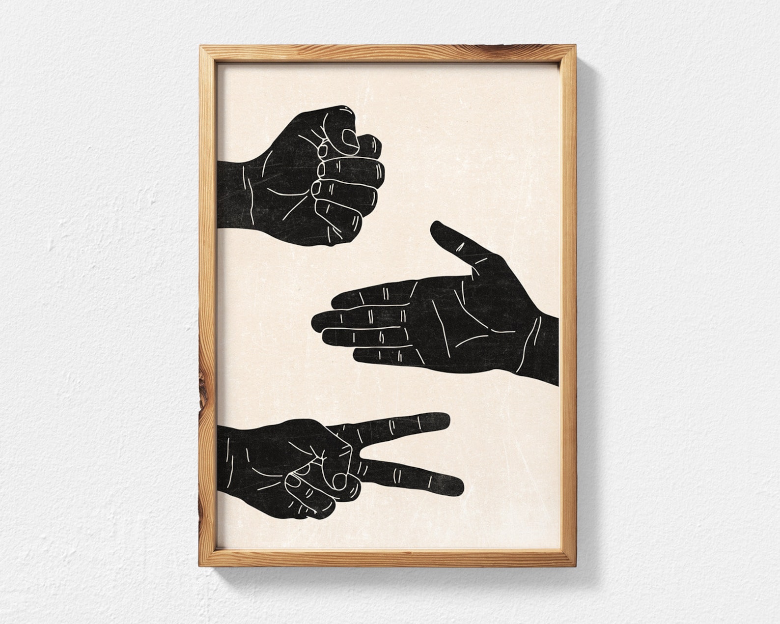 Rock Paper Scissors Printable Wall Art Modern Minimalist Black and ...