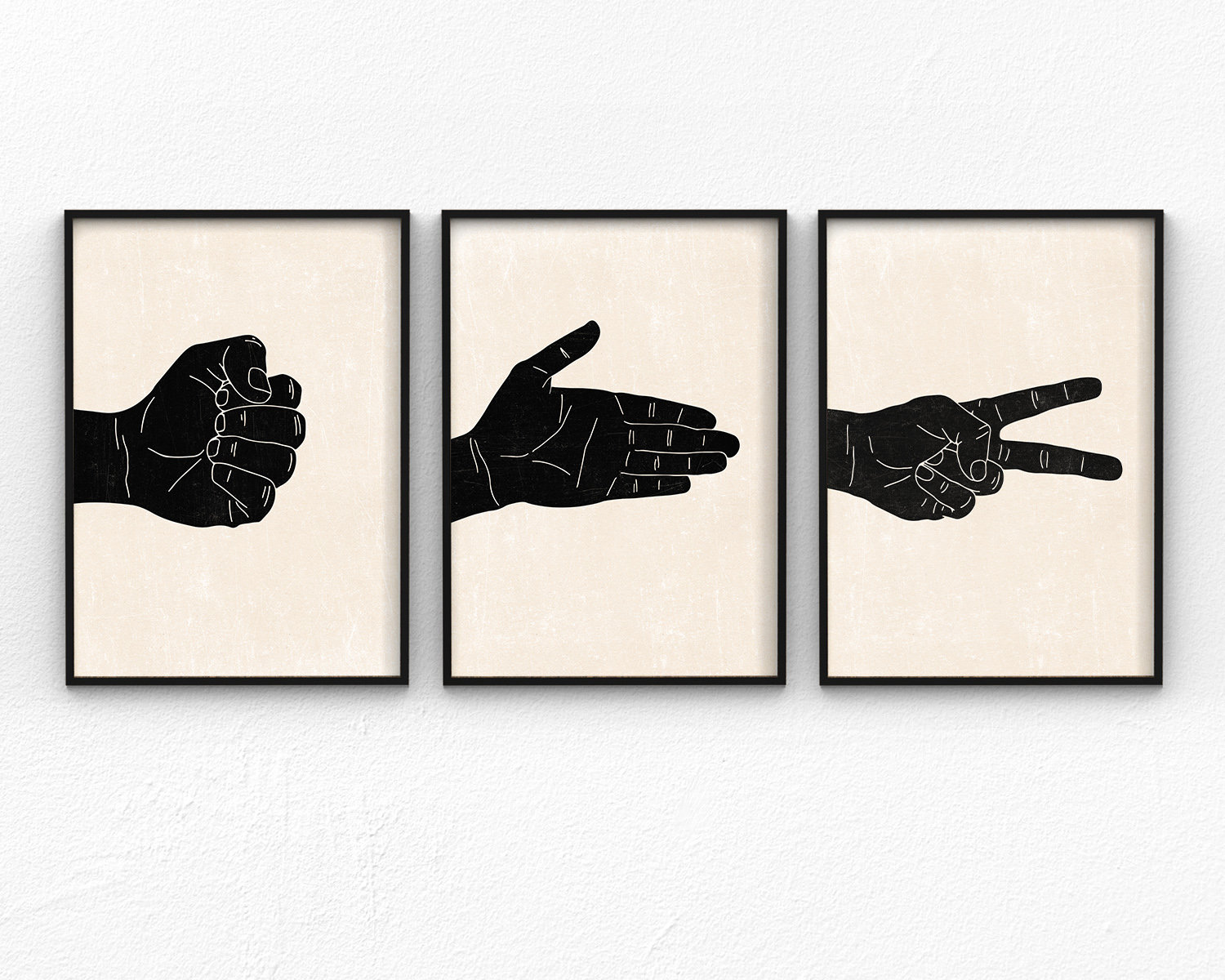 Rock Paper Scissors Set of 3 Printable Wall Art Paper | Etsy