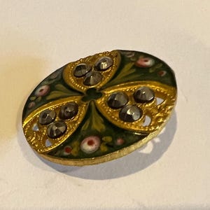 Antique enamel button Trefoil design with steels - Etsy 日本