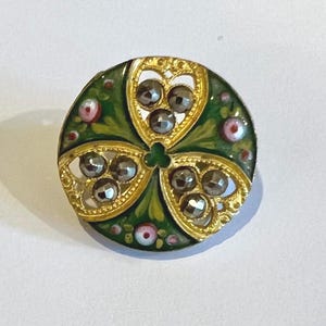 Antique enamel button Trefoil design with steels - Etsy 日本