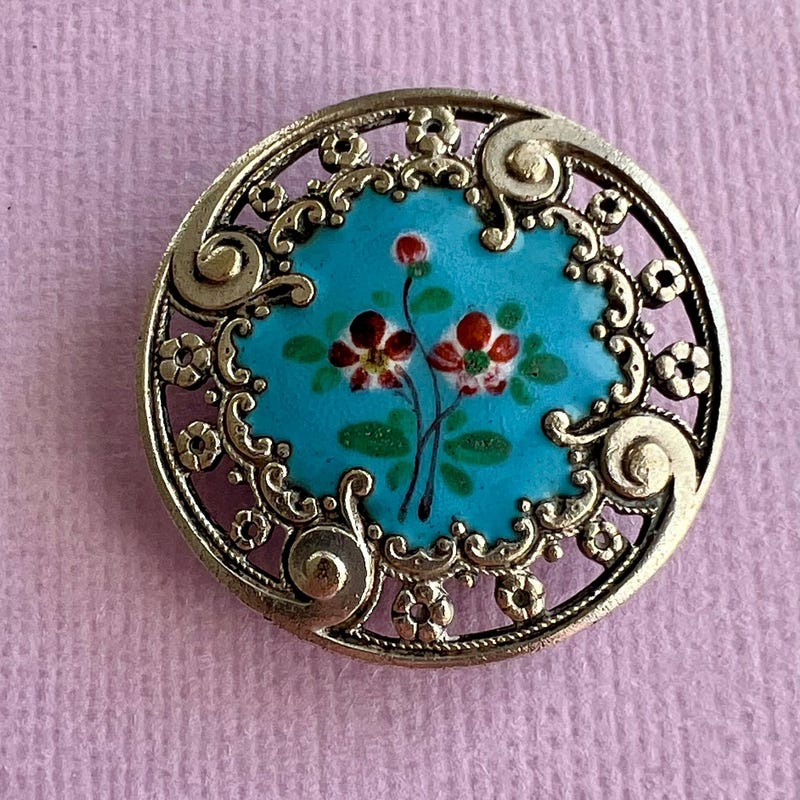 Antique Enamel Button - Etsy