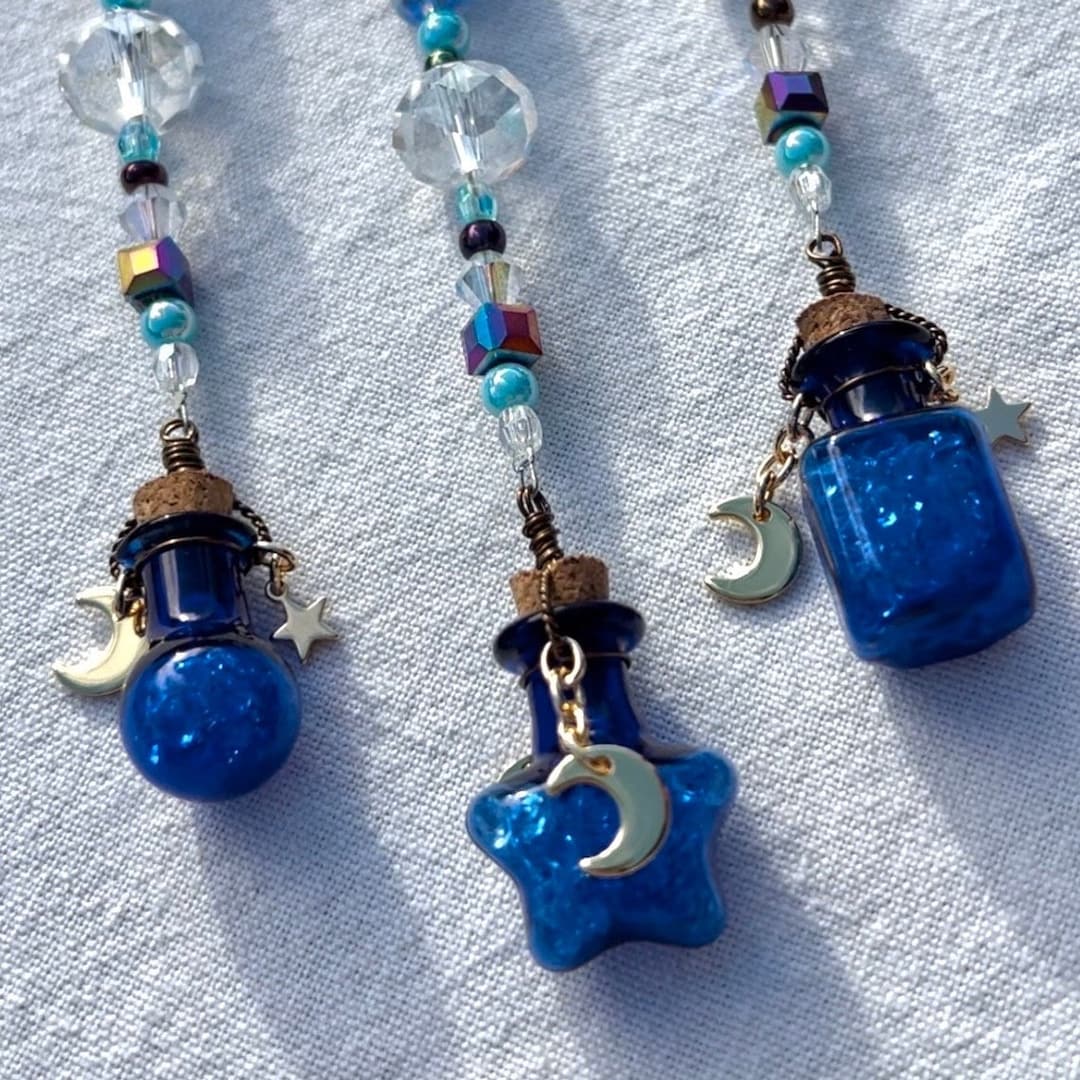 Blue Wish Jar Suncatcher- Sun Moon Glass Light Catcher Rainbow Maker - Etsy