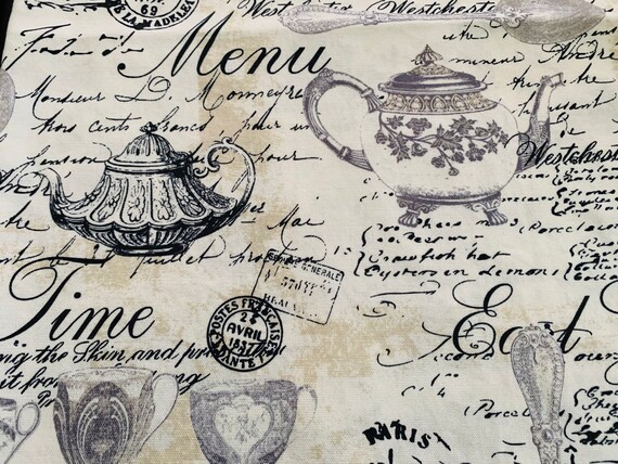 Tea Time Paris Coffee Pot Kitchen Valances Window Topper | Etsy