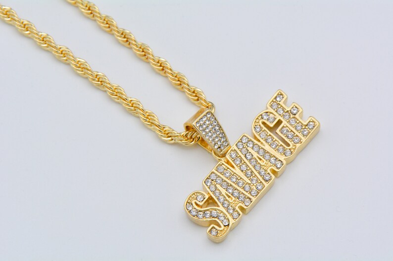 Savage Pendant on 24 Inch Gold Plated Rope Chain - Etsy