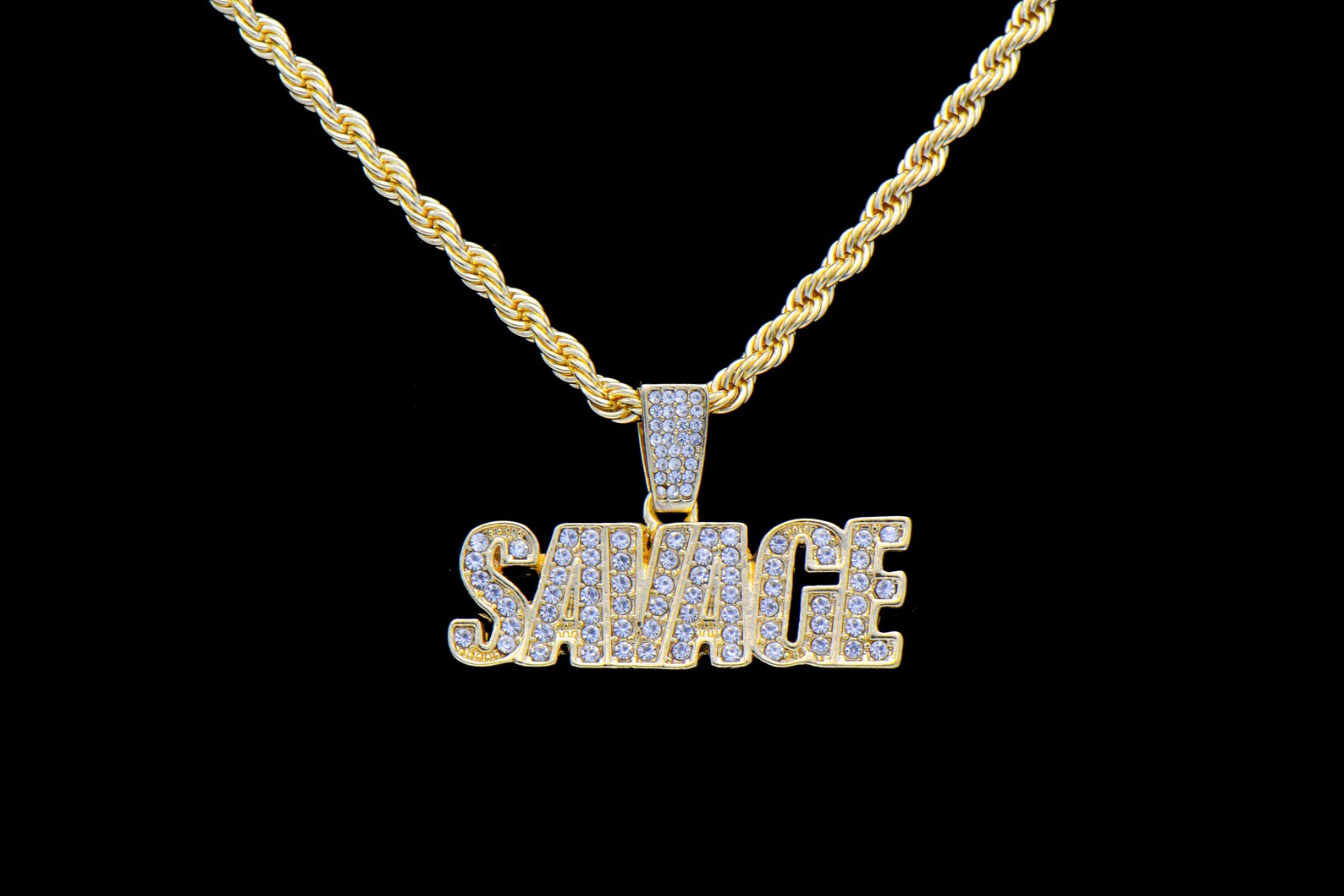 Savage Pendant on 24 Inch Gold Plated Rope Chain - Etsy