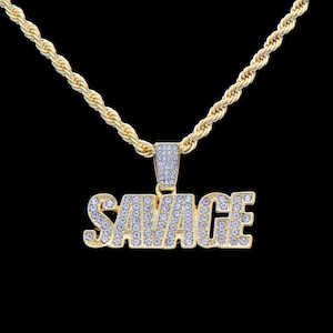 Savage Pendant on 24 Inch Gold Plated Rope Chain - Etsy