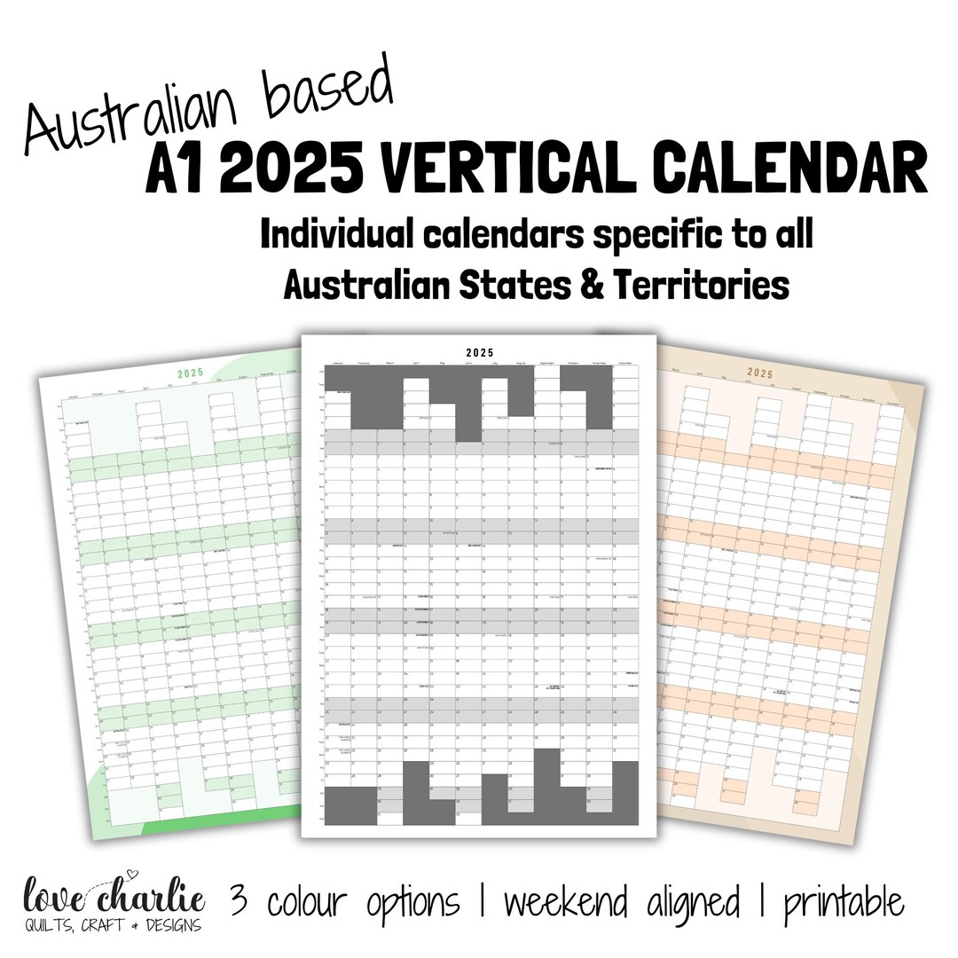 2025 Australian Public Holidays & School Terms Vertical A1 Calendar for ...
