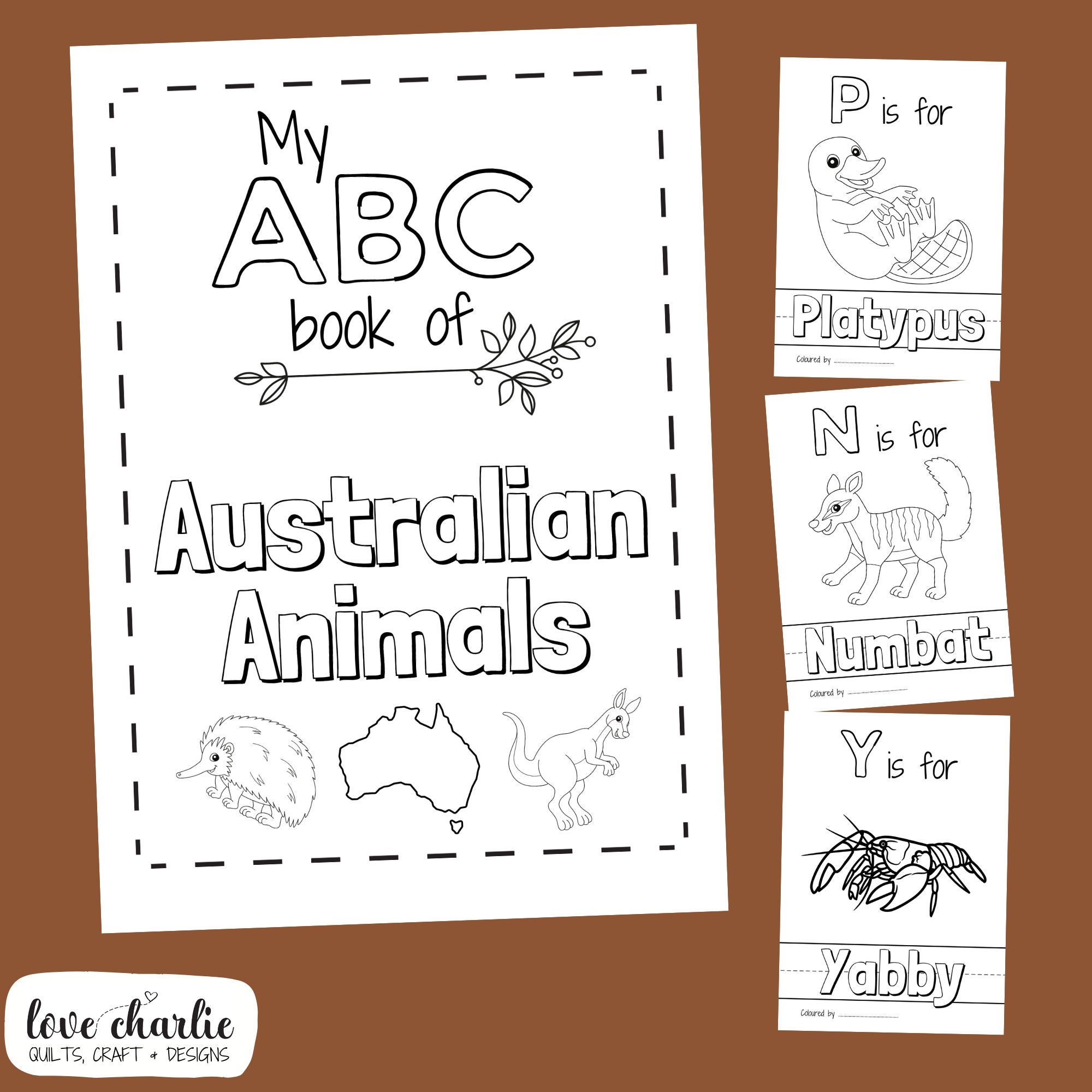 Australian Animals ABC Colouring in A4 Pages Baby Showers - Etsy Australia