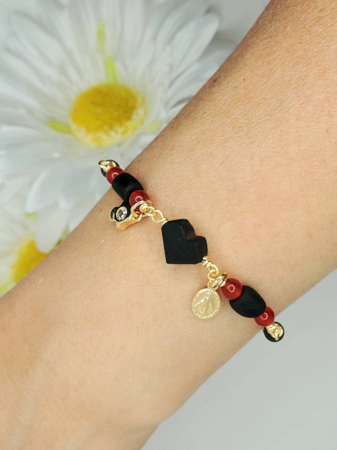 Cute Azabache Bracelet Jet Stone Charm Protection Jewelry Amulet ...