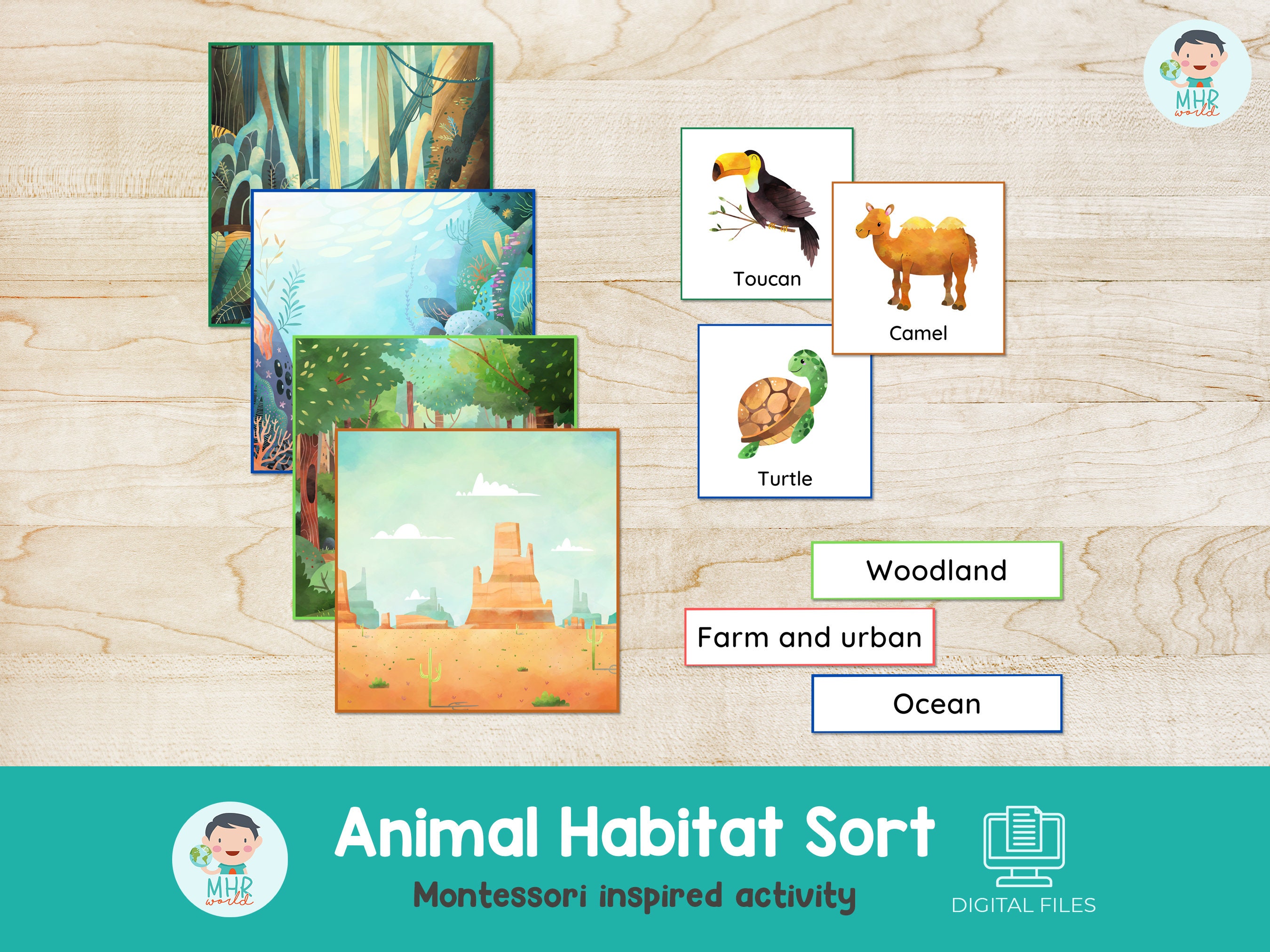 Animal Habitat Sorting Cards and Mat Activity · Montessori-inspired ...