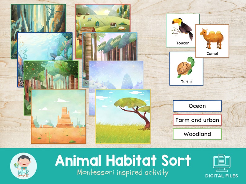 Animal Habitat Sorting Cards and Mat Activity Montessori-inspired ...